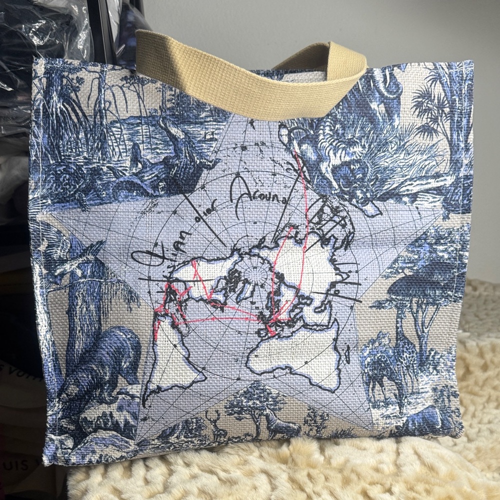 Christian Dior Blue And Beige Graphic Map Tote Bag - … - Gem